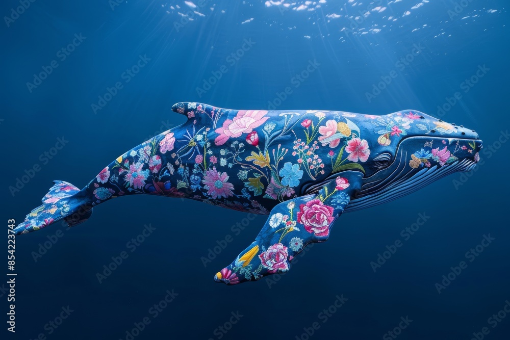 Nostalgia vintage whale endangered species concept with rococo ...