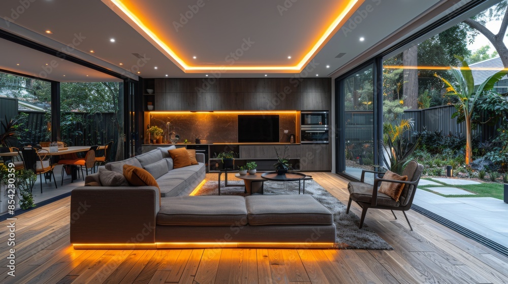 Design a sleek and modern kitchen with a TV integrated into the ...