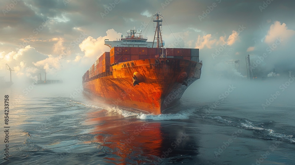 Depict a self-healing coating on shipping containers and cargo vessels ...