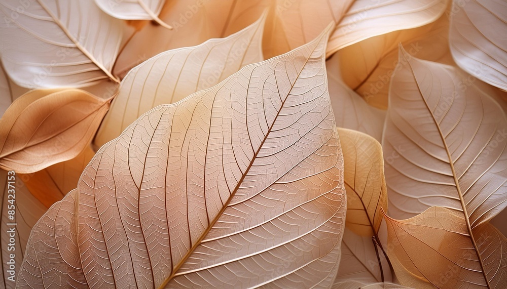 nature abstract of flower petals beige transparent leaves with natural ...
