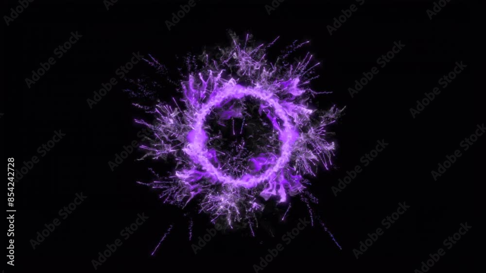 Plasma firework blasts spin around the energy circle in space. Two ...