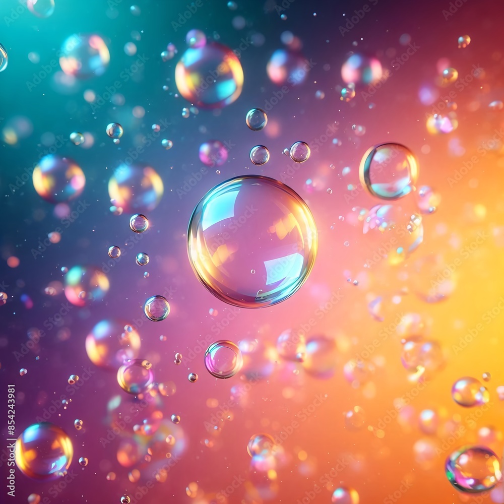 A vibrant, abstract background image featuring floating bubbles in a ...