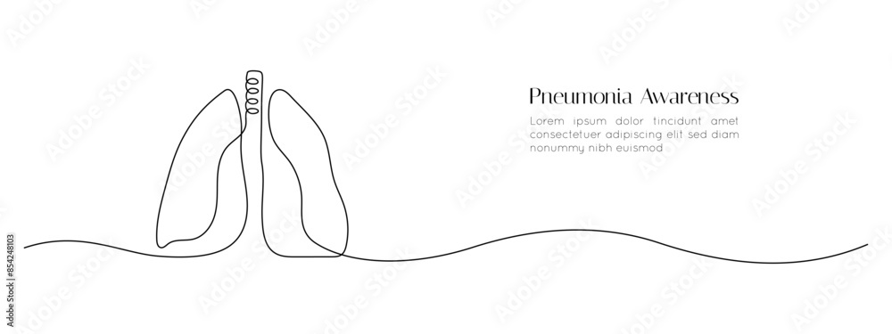 Human Lungs in one continuous line drawing. Internal organ in simple ...