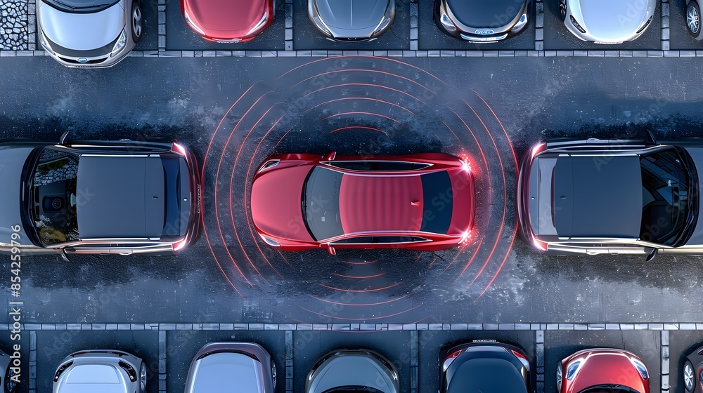 Foto de Visualize AI-driven smart car parking assist top-view ...