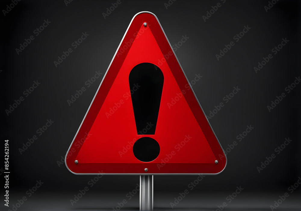 Realistic red caution warning sign for attention exclamation mark ...