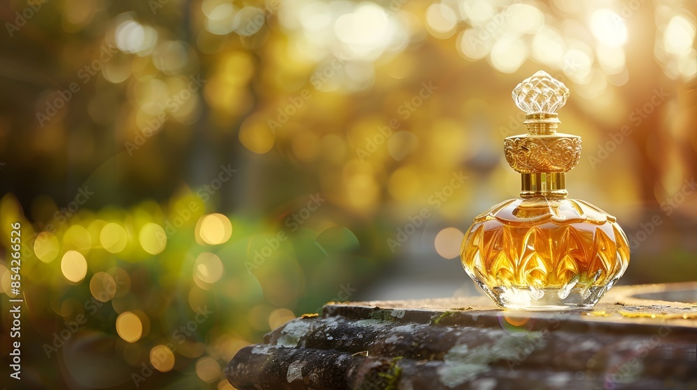 precious porcelain and golden perfume flacon , french castle garden ...