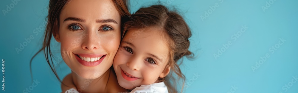 close up photo amazing pretty two people brown haired mum mom small ...