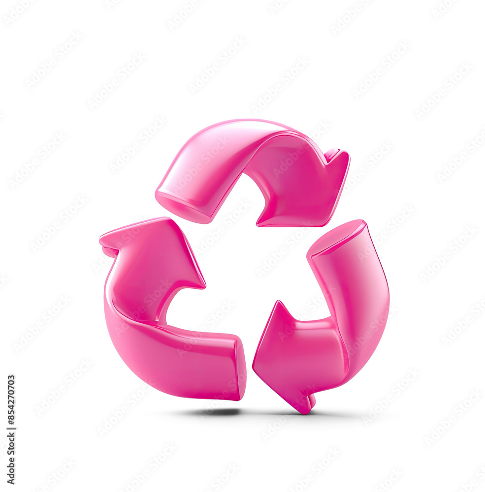 Pink recycle logo on white background | Isolated on Transparent & White ...