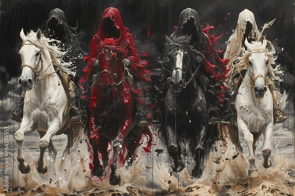 Four Horsemen Symbolism in Apocalyptic Landscape Stock Photo | Adobe Stock
