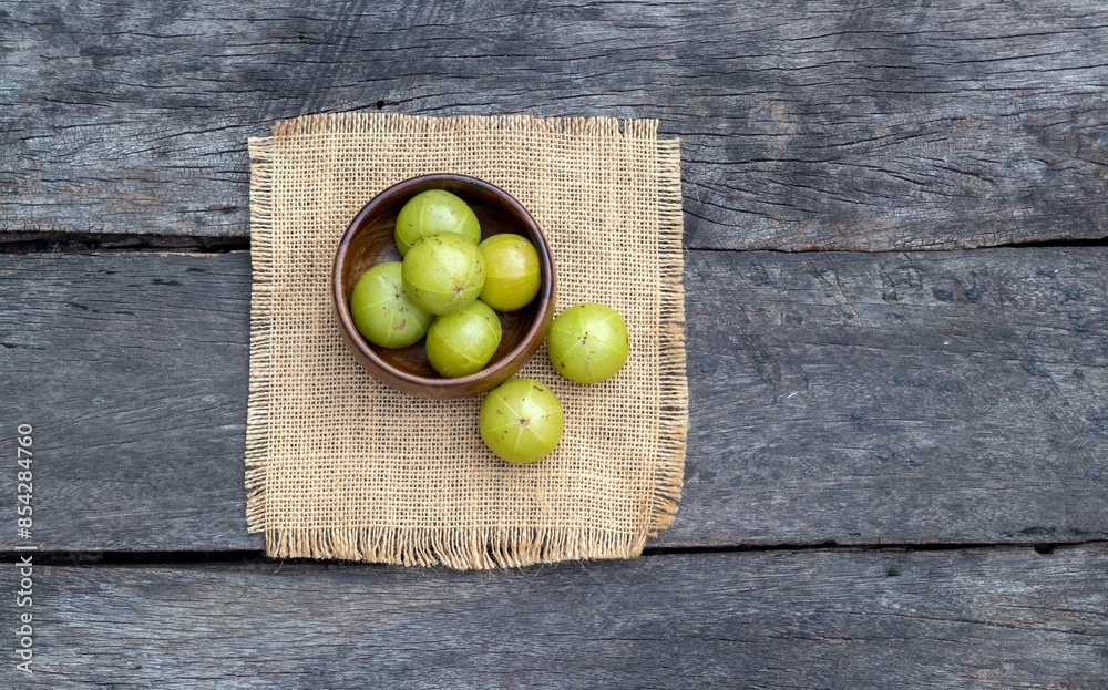 Top View of Amla Fruit or Indian Gooseberry Fruit on Burlap Fabric ...