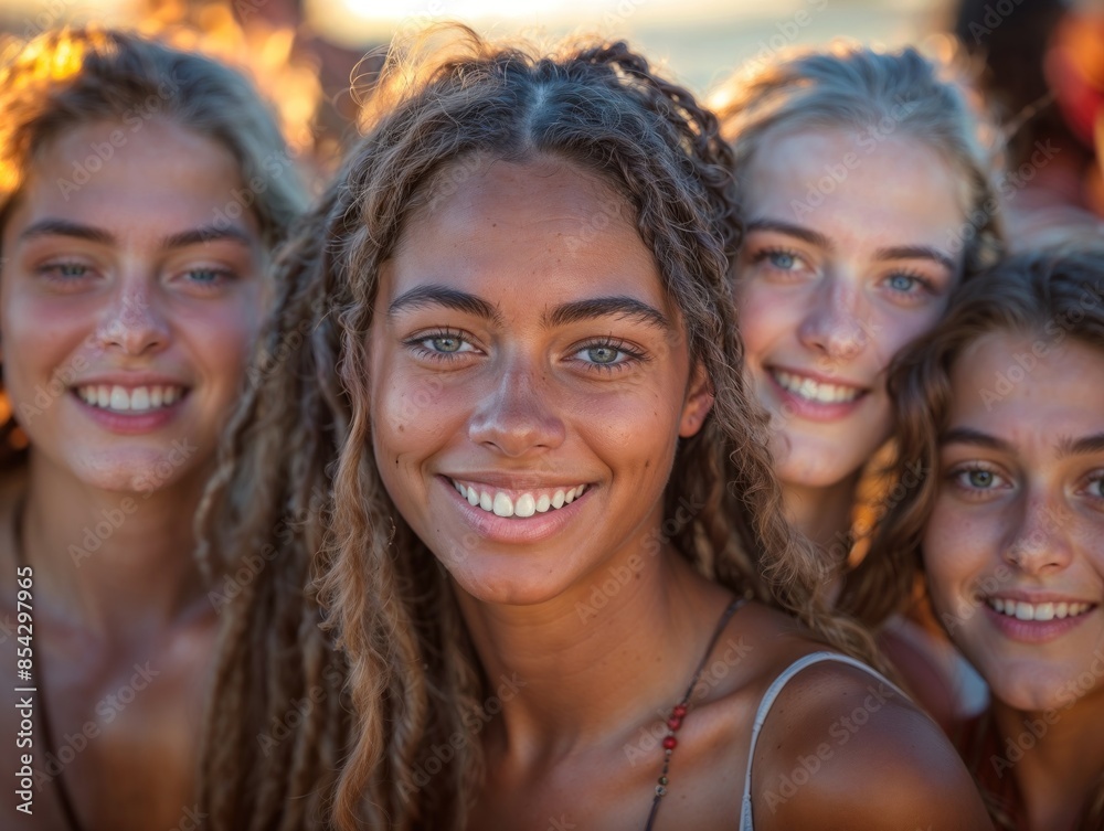 Foto de grandes amigas reunidas, sorrindo e se divertindo bastante. A ...