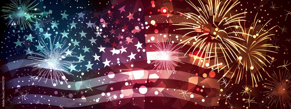 USA flag with fireworks. American Flag for 4th of July celebration ...