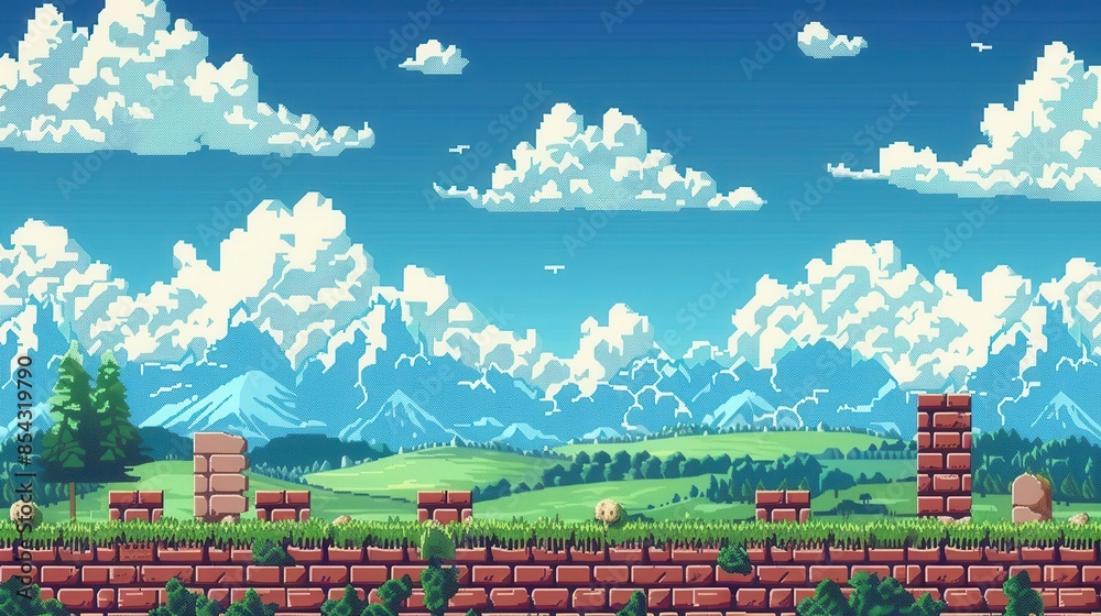 pixel art retro 8bit video game interface background vintage gaming ...