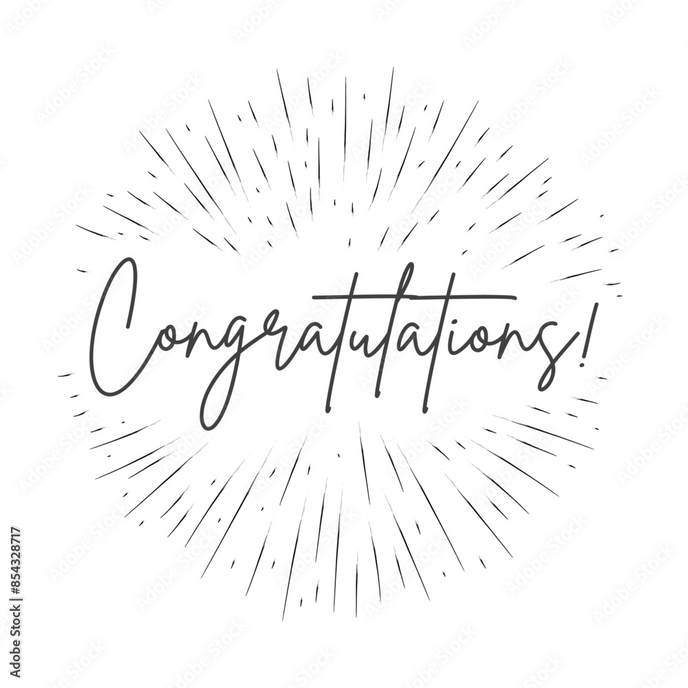Congratulations handwritten lettering with star burst circle frame ...
