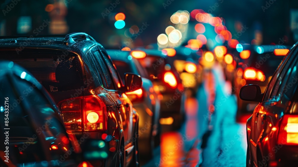 Traffic jam in a city due to traffic light failure during a power ...
