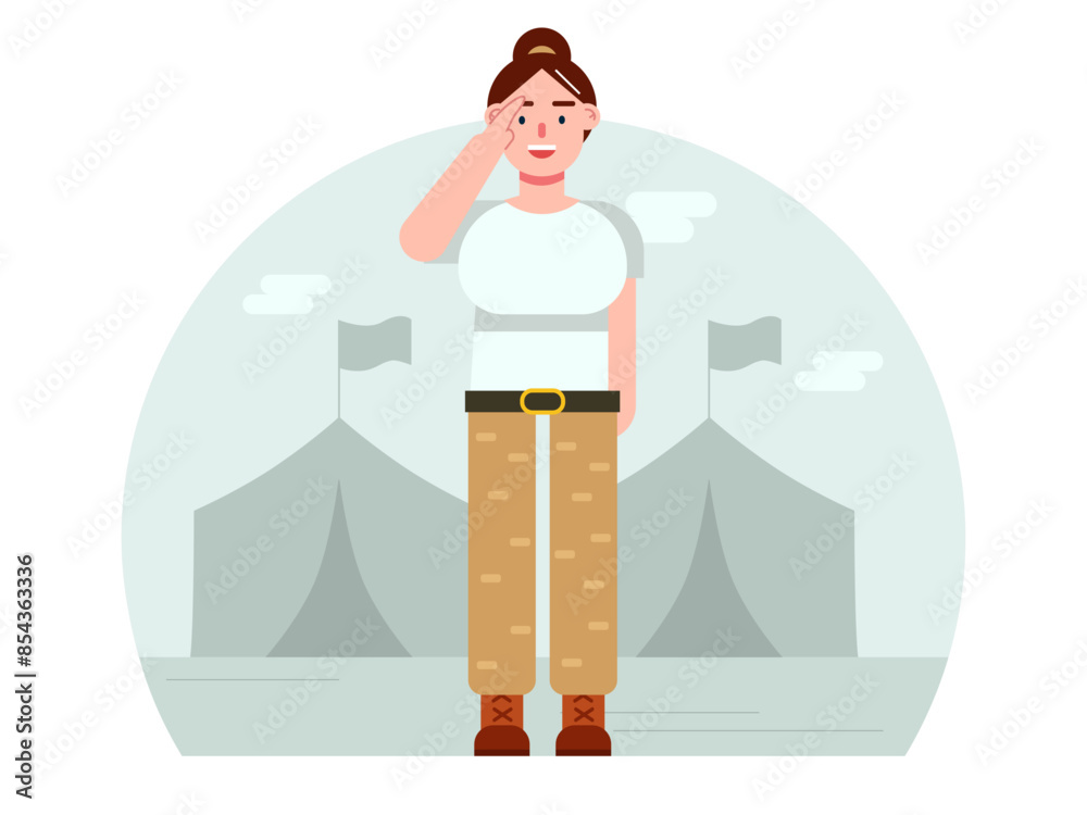 Female army officer saluting. Army vector illustration. Stock Vector ...