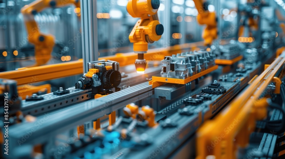 A modern hydrogen fuel cell manufacturing plant with automated systems ...