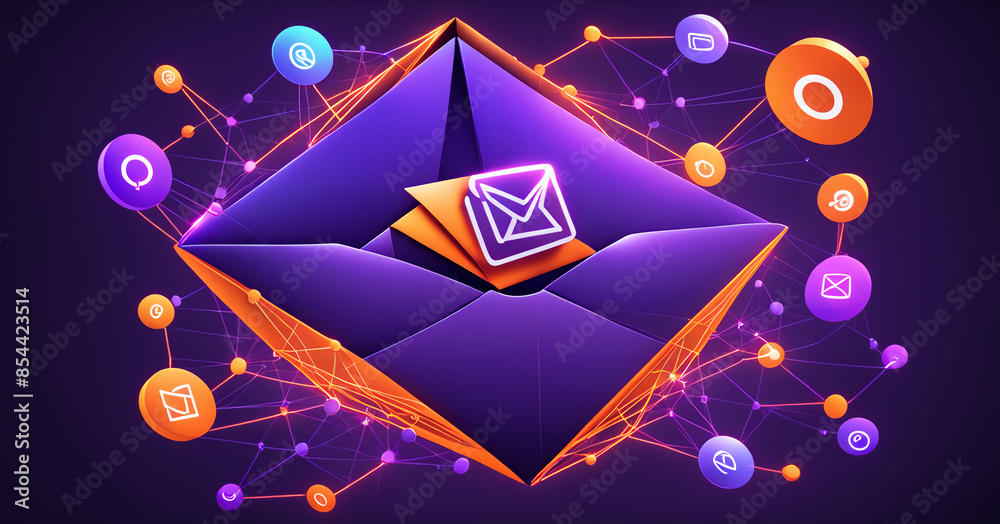 Symbol marketing or newsletter concept, diagram. Send bulk email ...