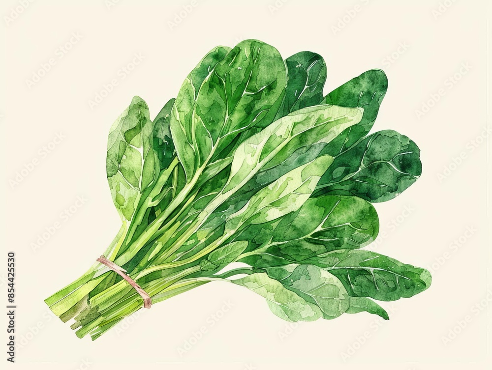 Frontal view of spinach bunch with bold, vibrant green colors ...