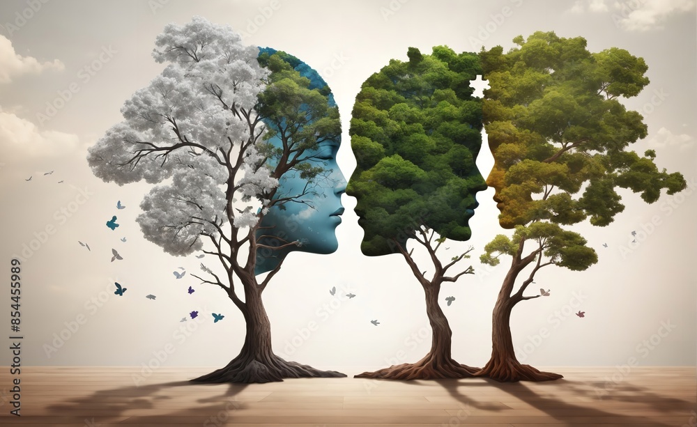 Living with alzheimers disease with two trees in the shape of a human ...