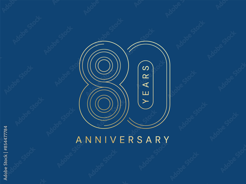 80th Anniversary luxury gold celebration with Outline Numbers logo ...