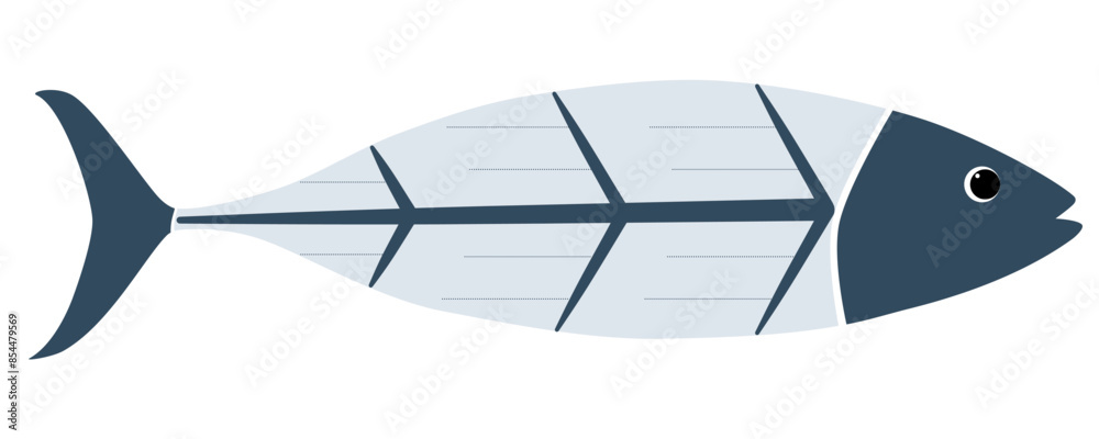Fishbone diagram with a Eastern Little Tuna Fish on white background ...