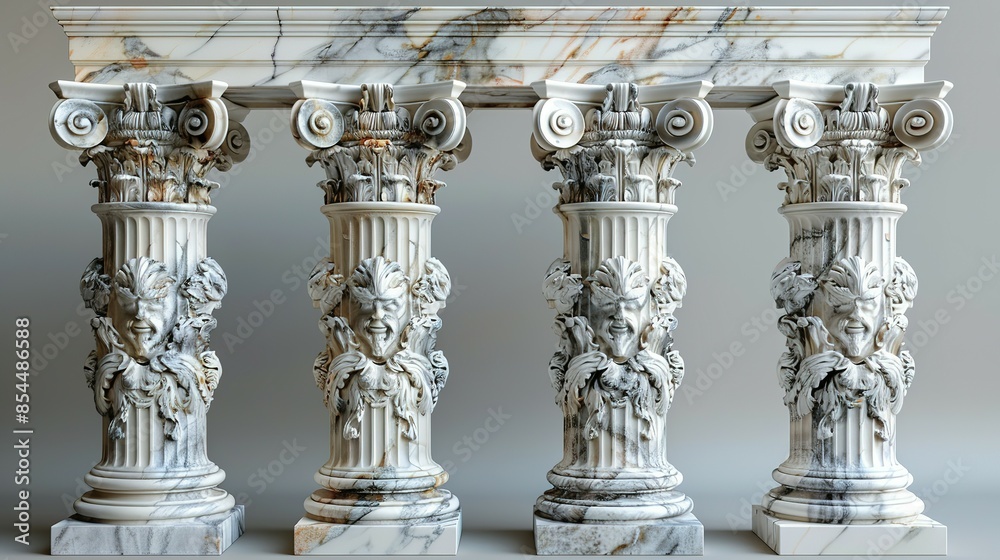 Classical Grandeur: Ancient Greek Marble Pillars Stock Illustration ...