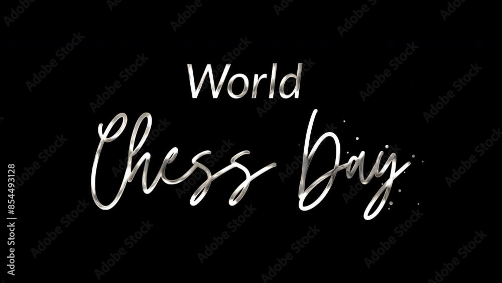 Elegant 4K World Chess Day text animation with white ink droplets ...