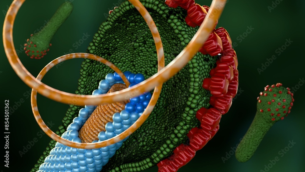 3d rendering of baculovirus lifecycle are known to infect insects, the ...