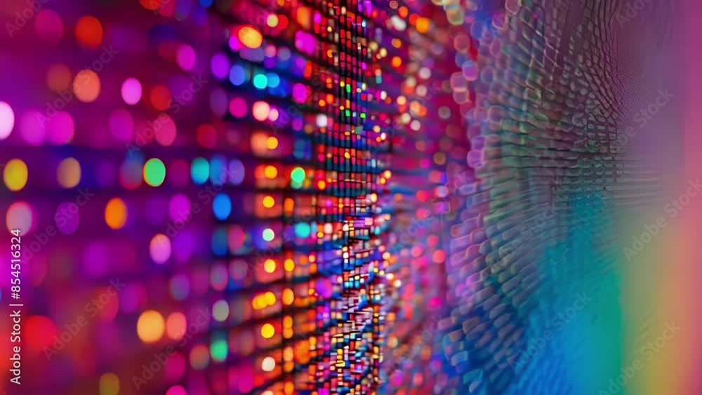 Pixelated Brilliance Zooming in on a transparent LED panel exposes the ...