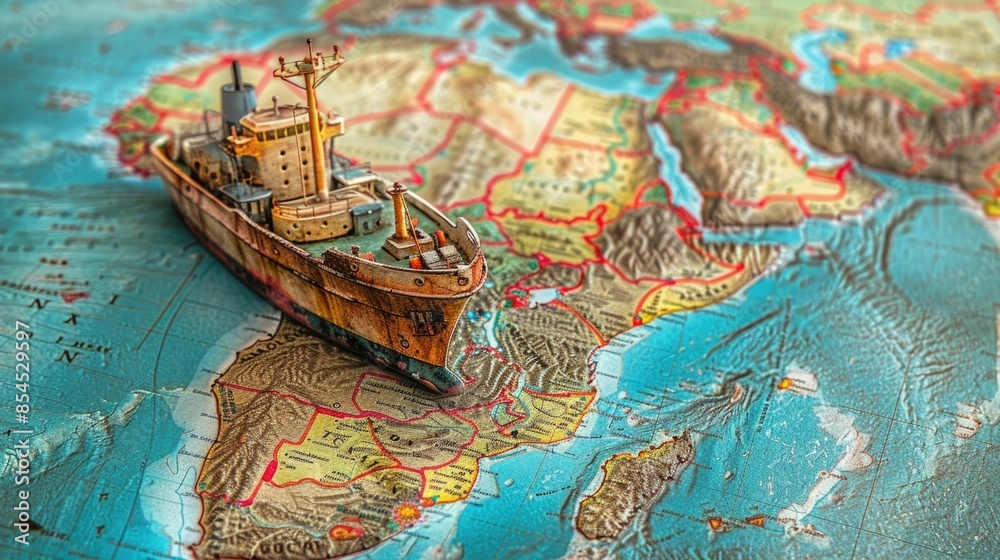 Detailed international shipping map highlighting major maritime sea ...