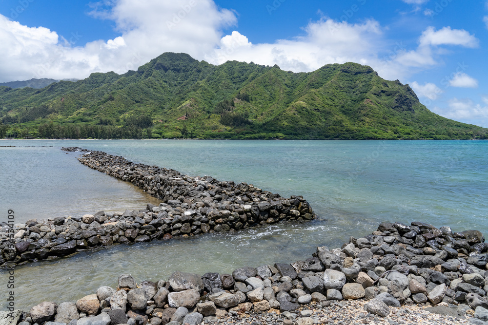 Huilua Fishpond, in Ahupuaʻa O Kahana State Park on windward Oʻahu, is ...