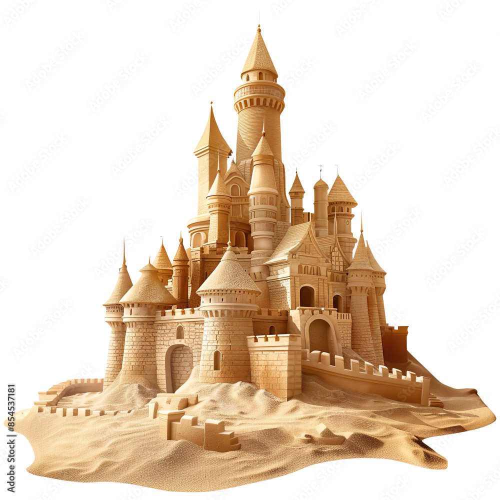 Big and detailed sand castle isolated on transparent background remove ...
