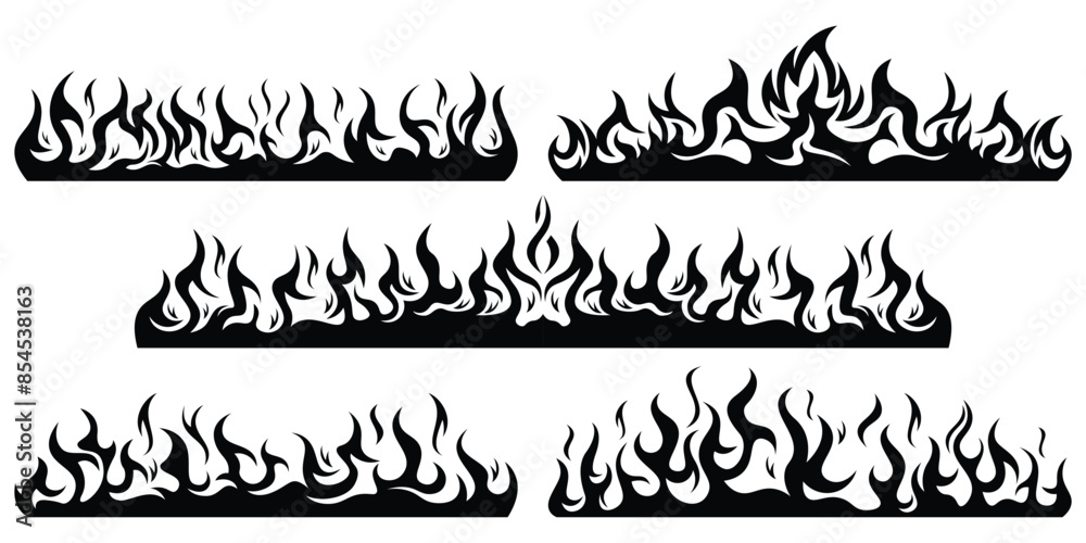 Silhouette Fire flames. Old school tattoo neo-tribal style or ...