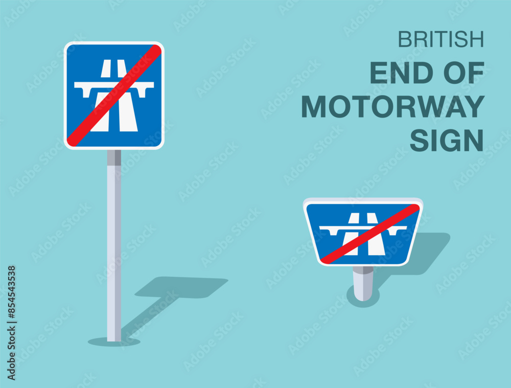Traffic regulation rules. Isolated British "end of motorway" road sign ...