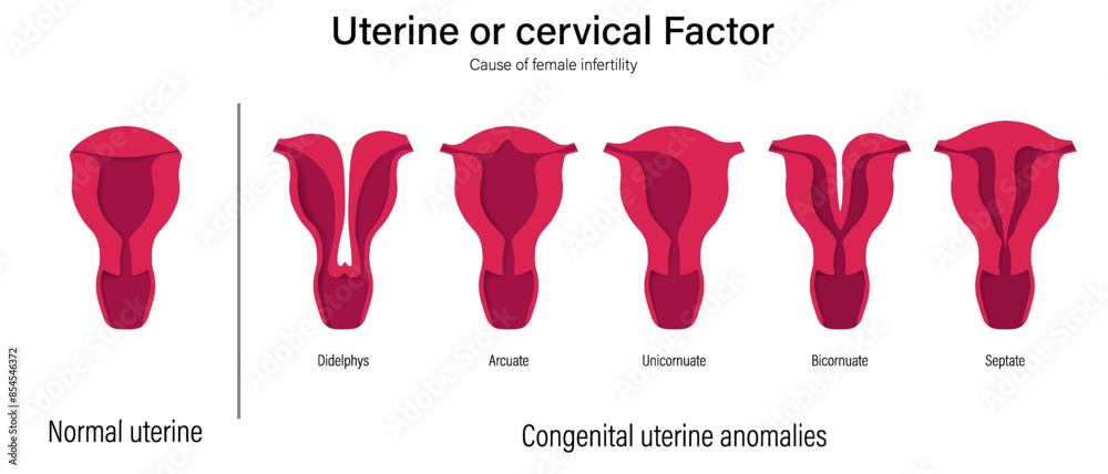 Female infertility vector. Comparison of normal uterine and congenital ...