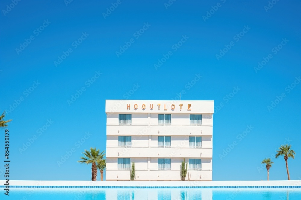Poster Blank white retro 1960s hotel sign in las vegas architecture ...