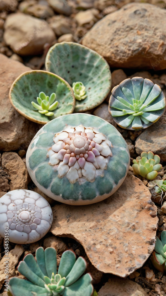 Watercolor painting: The unique appearance of a lithops, its stone-like ...