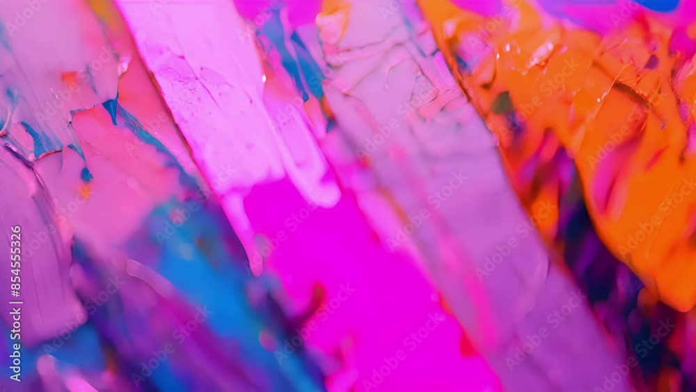 The smooth and glossy texture of this abstract neon painting is a ...
