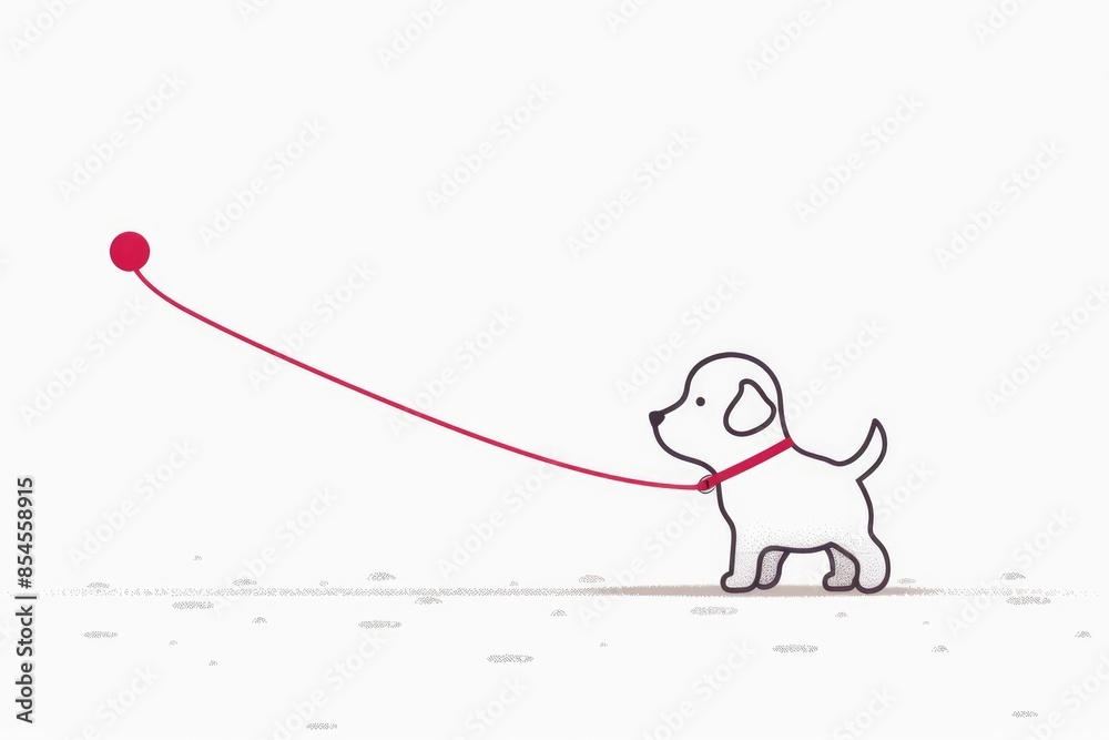 logo simple line drawing of a dog with a leash white background ...