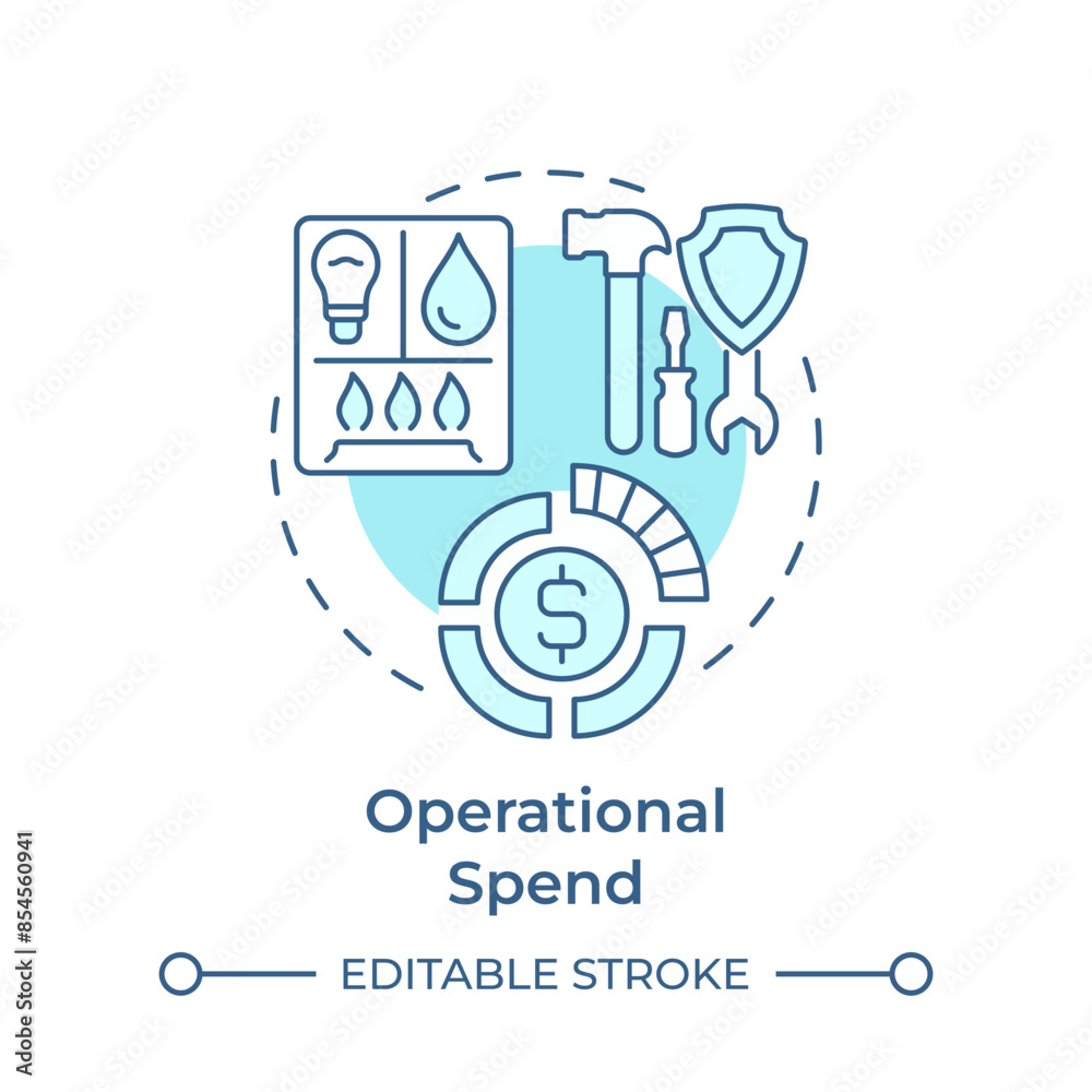 Operational spend soft blue concept icon. Expense management, capex ...