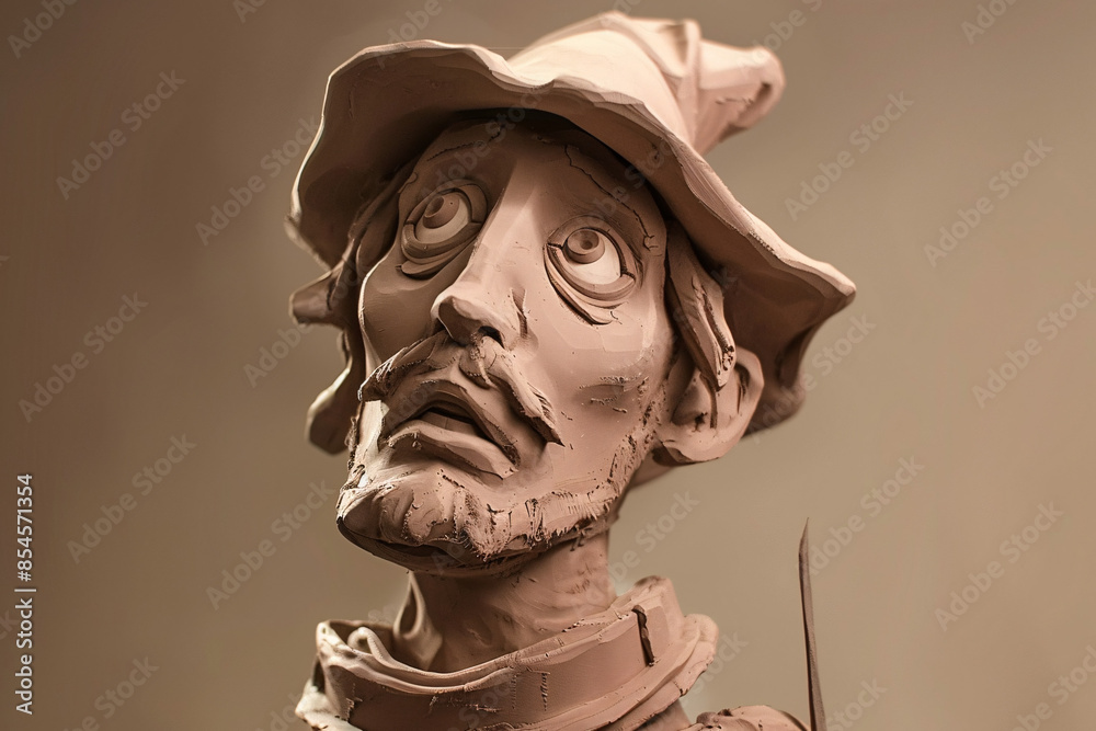 clay rendering of a 3D sculpture of a stylized medieval character Stock ...