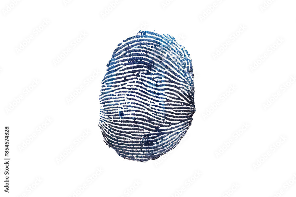 High-resolution blue fingerprint on a transparent background, ideal for ...