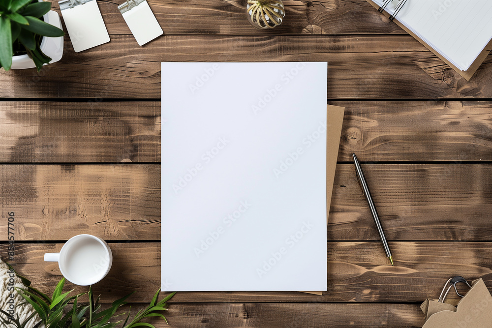 mockup of a minimal background resume with blank screen a4 paper top ...