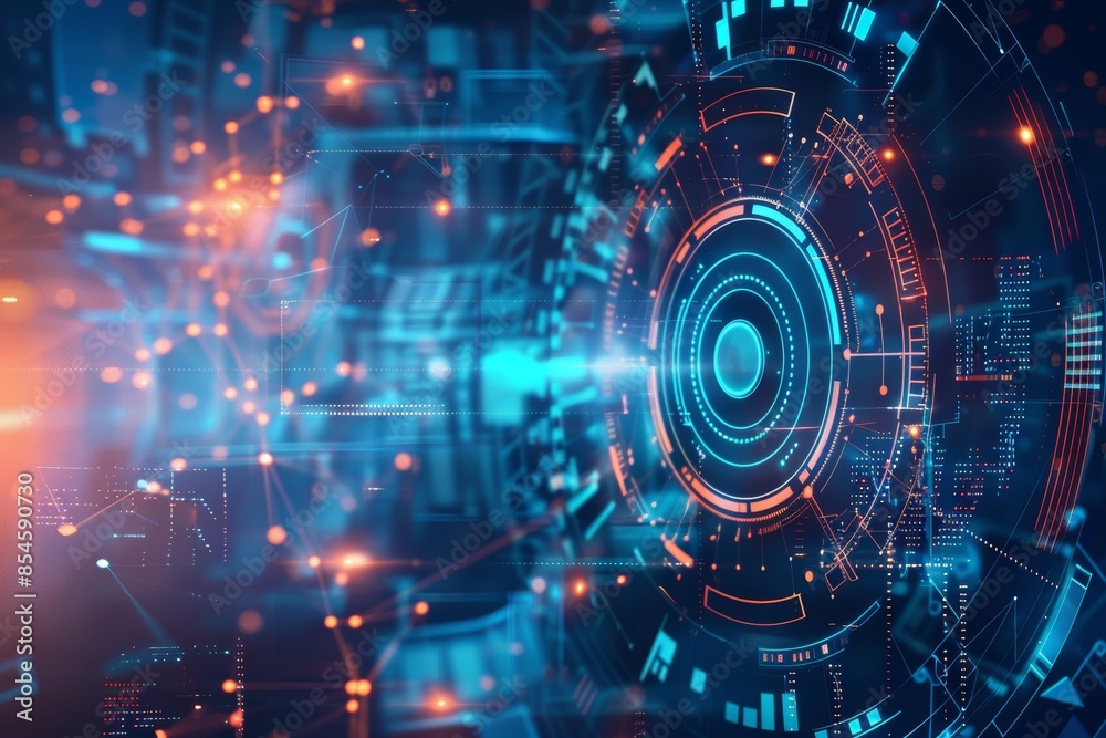 Abstract digital transformation background with technology concept Futuristic digital landscape ...