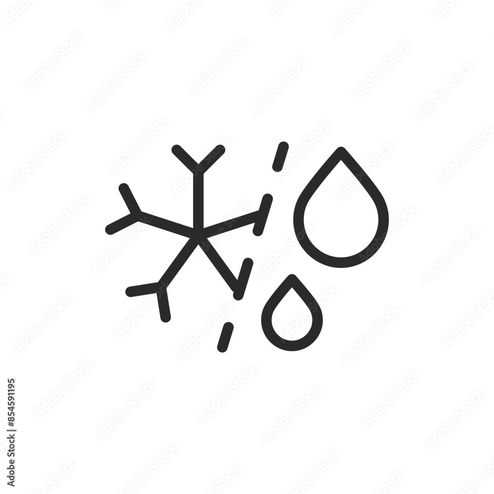 Snowflake and droplet, linear style icon. Symbols for freezing and ...
