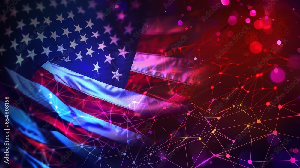 Clean and minimal digital art featuring the American flag with a ...