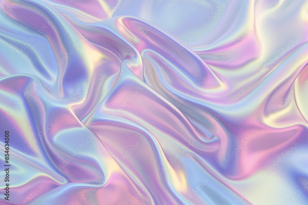 Soft and shiny pastel iridescent silk fabric, capturing light and color ...