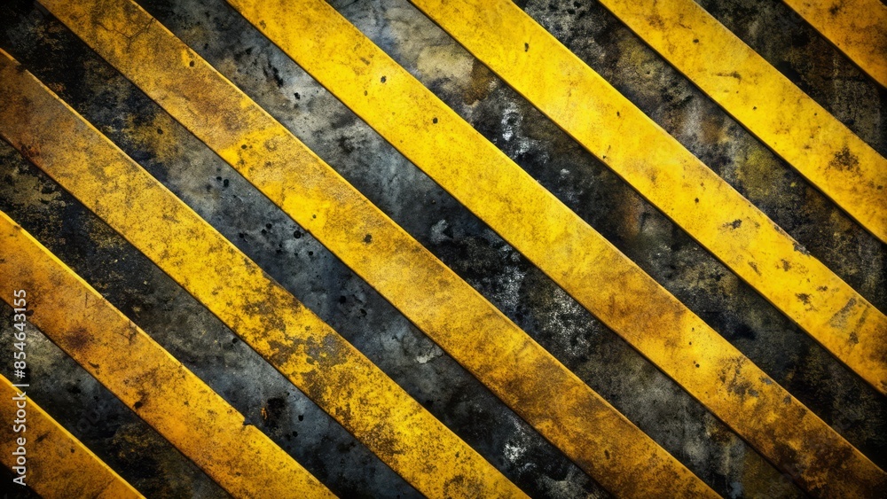 Gritty, high-contrast yellow and black diagonal stripes dominate a ...
