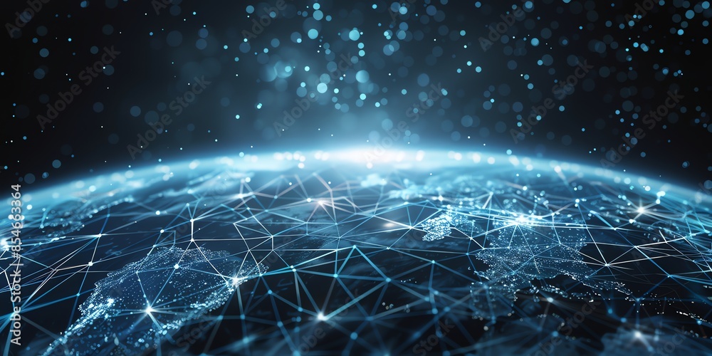 wallpaper global planet network line transfer data cyber, blue colors ...